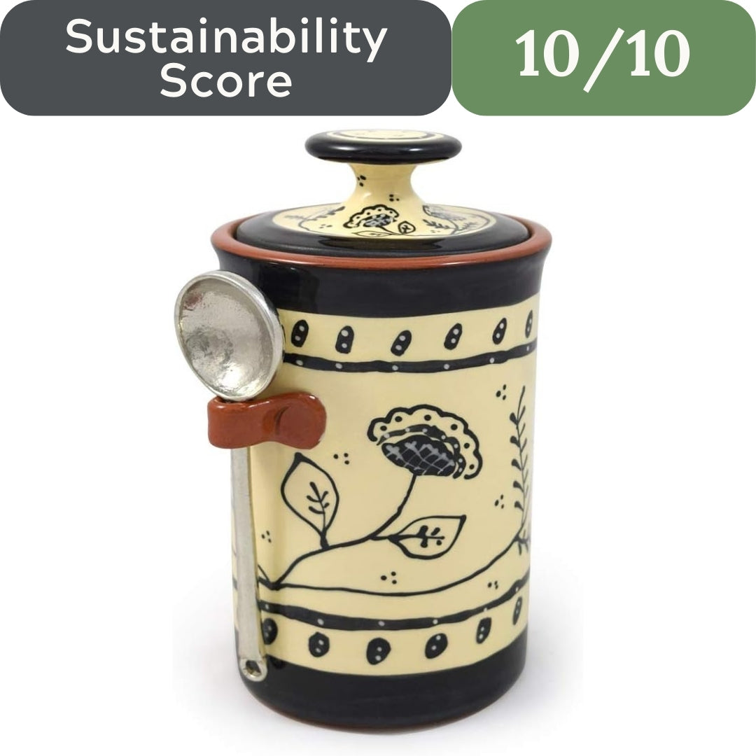Non-Toxic Terra Cotta Canister - Handmade with Pewter Scoop – The True ...